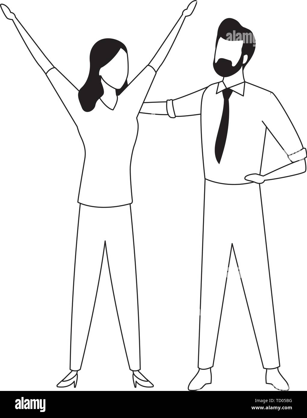 Business partners successful avatar faceless cartoon in black and white ...