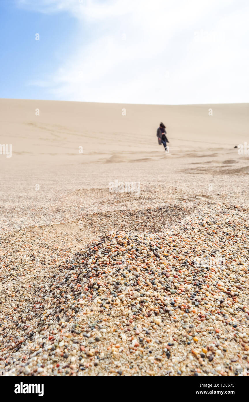 Desert Scenery of Mingsha Mountain, Dunhuang, Gansu Province Stock ...