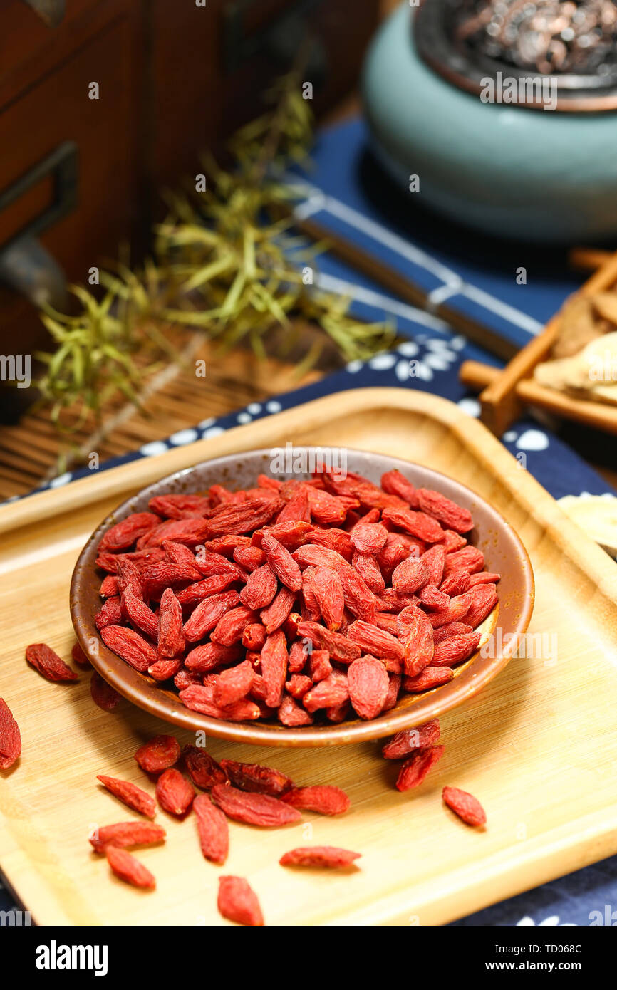 Chinese wolfberry in plate Stock Photo - Alamy