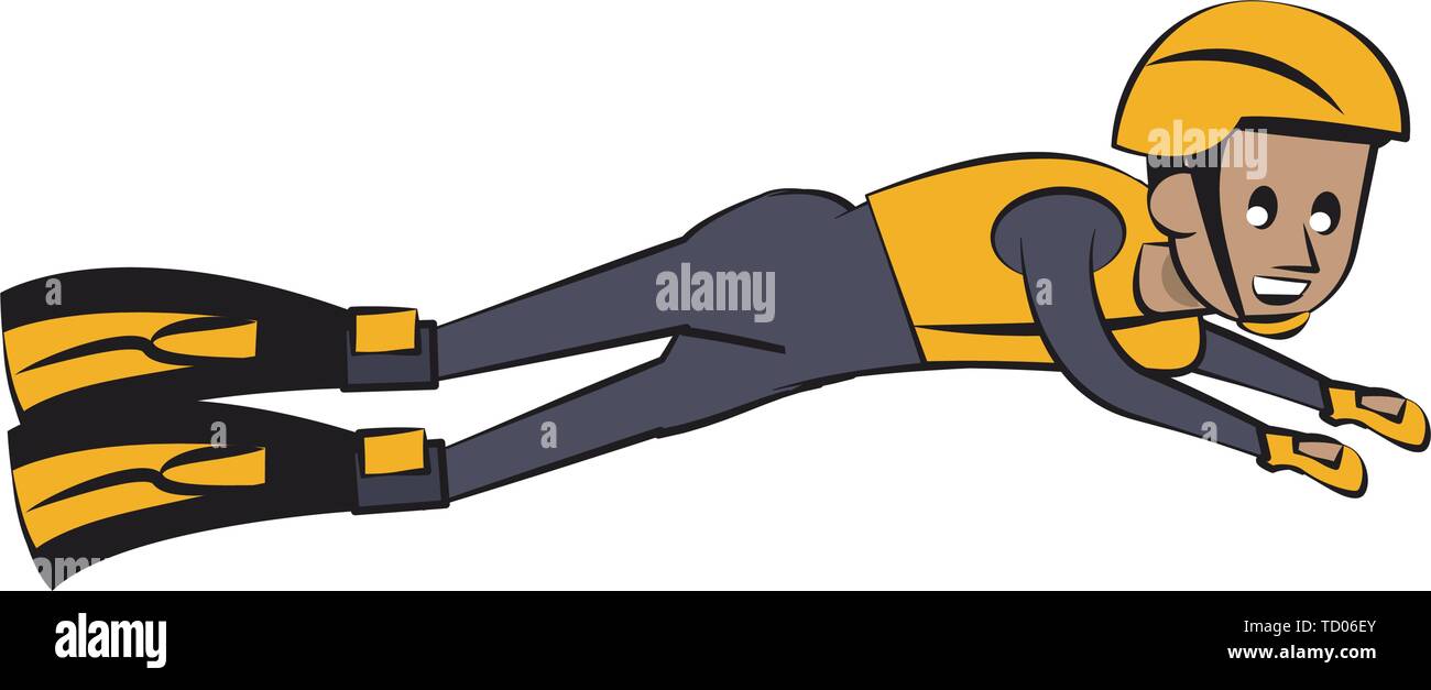 Swimmer with diving fins cartoon Stock Vector Image & Art - Alamy