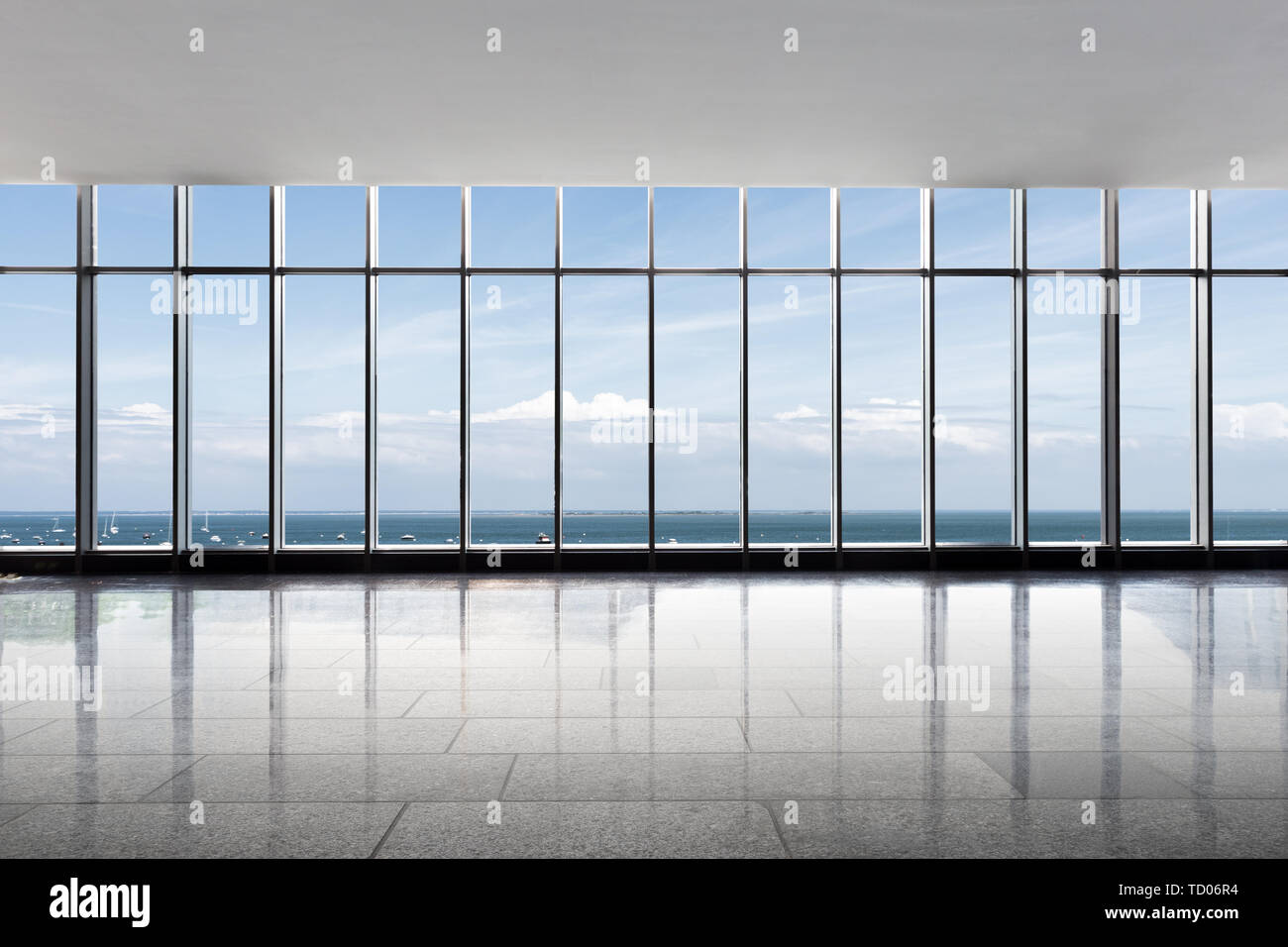 The sea from glass window Stock Photo - Alamy