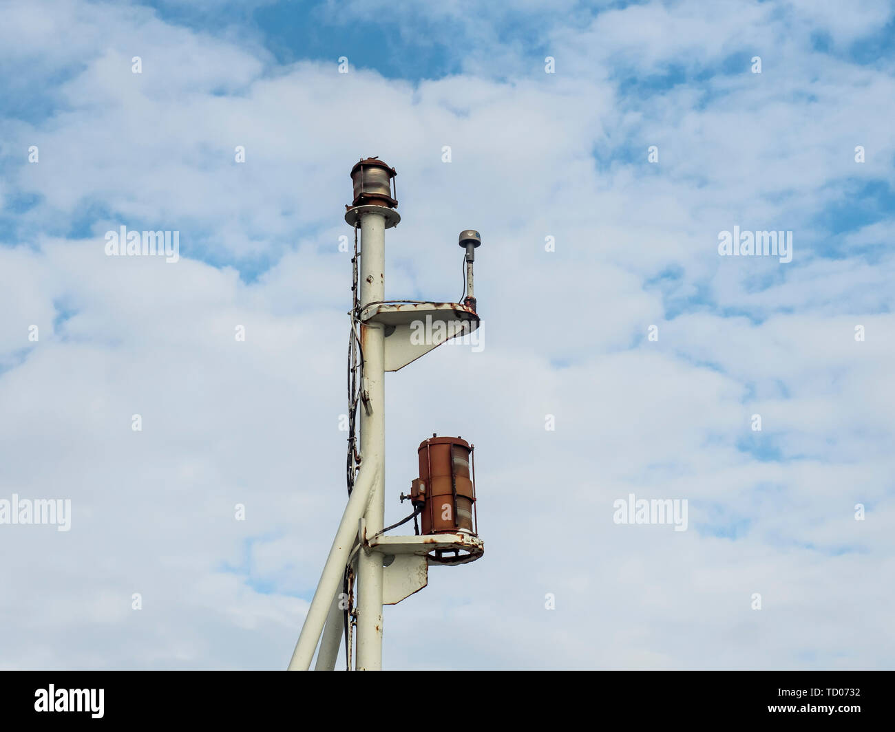 Equipment comfortable weather with masts and antennas hi-res stock ...