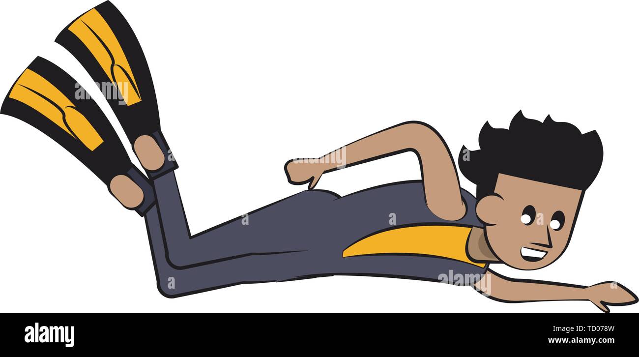 Swimmer with diving fins cartoon Stock Vector Image & Art - Alamy