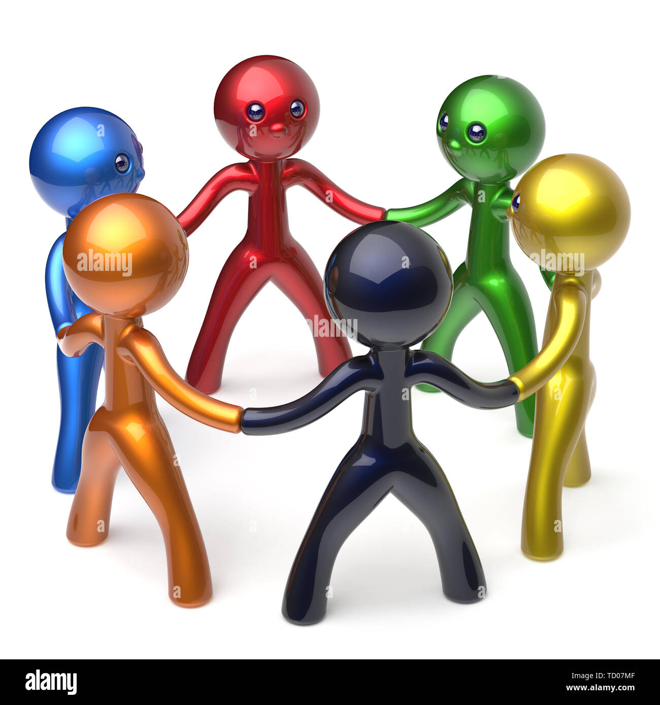 Teamwork men circle people social network individuality characters ...