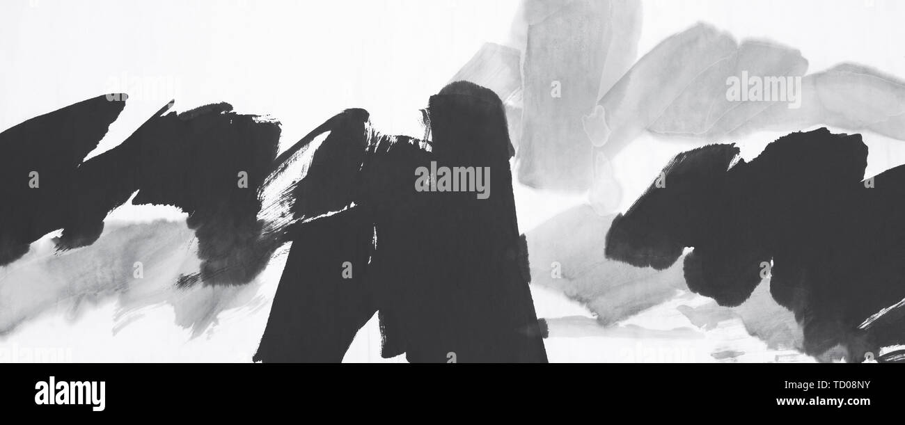 Abstract landscape ink background Stock Photo - Alamy