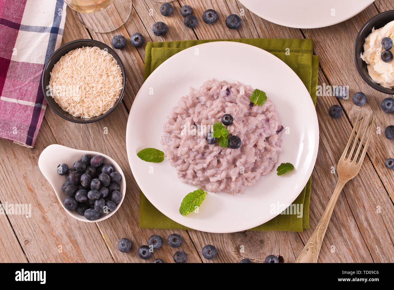 Blueberry risotto with mascarpone Stock Photo - Alamy