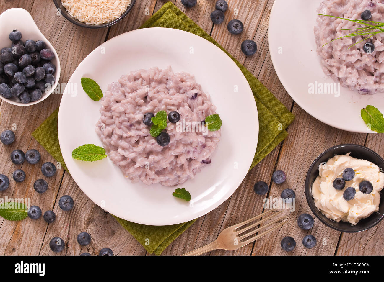 Blueberry risotto with mascarpone Stock Photo - Alamy