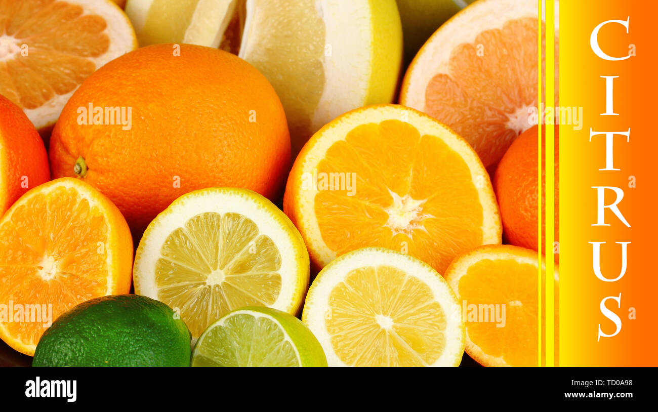 Lots ripe citrus close-up as background Stock Photo - Alamy