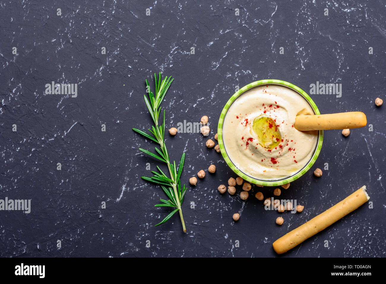 Homemade hummus grissini bread sticks. Middle Eastern traditional and ...