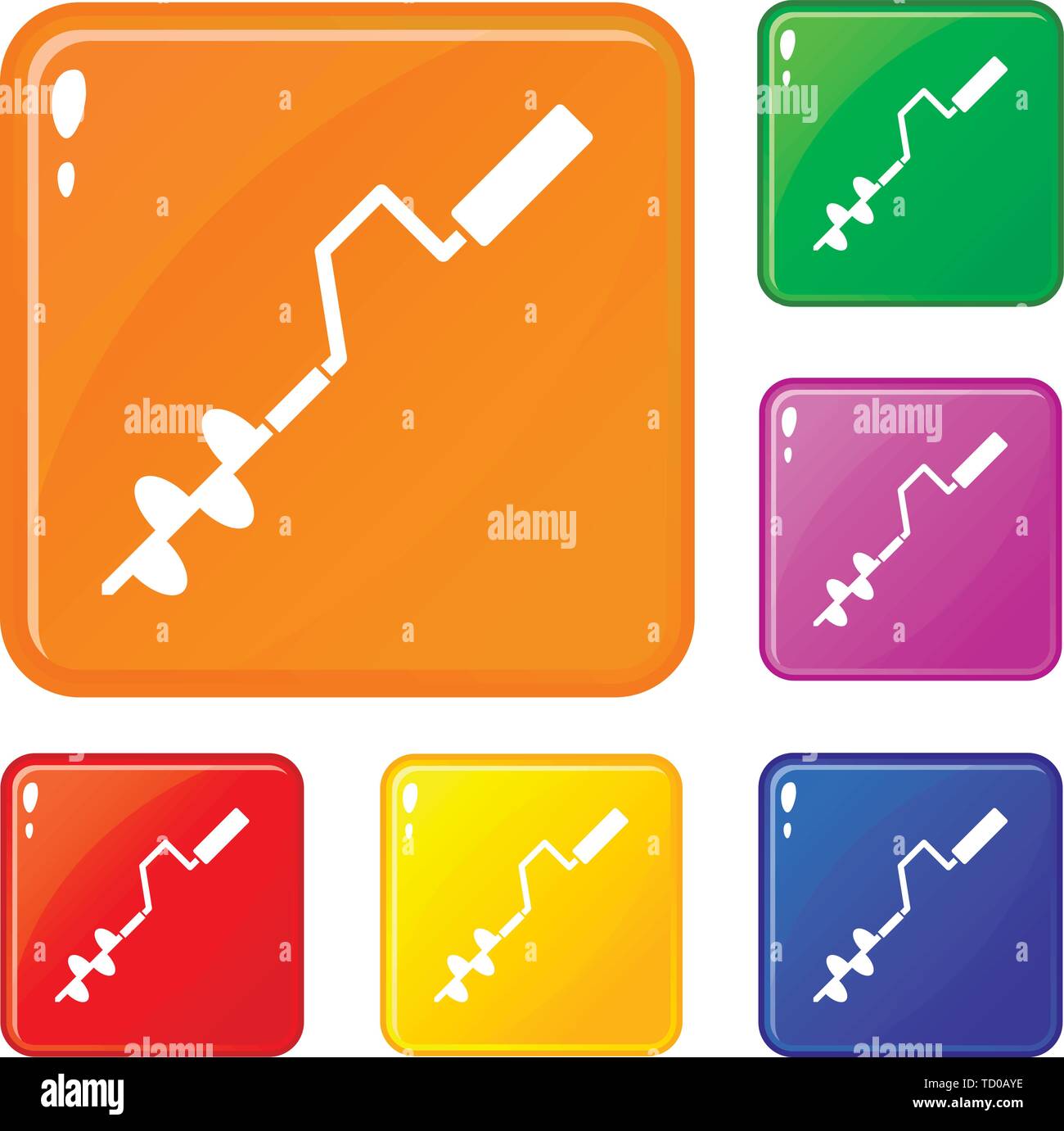 Hand operated ice auger icons set vector color Stock Vector Image & Art ...