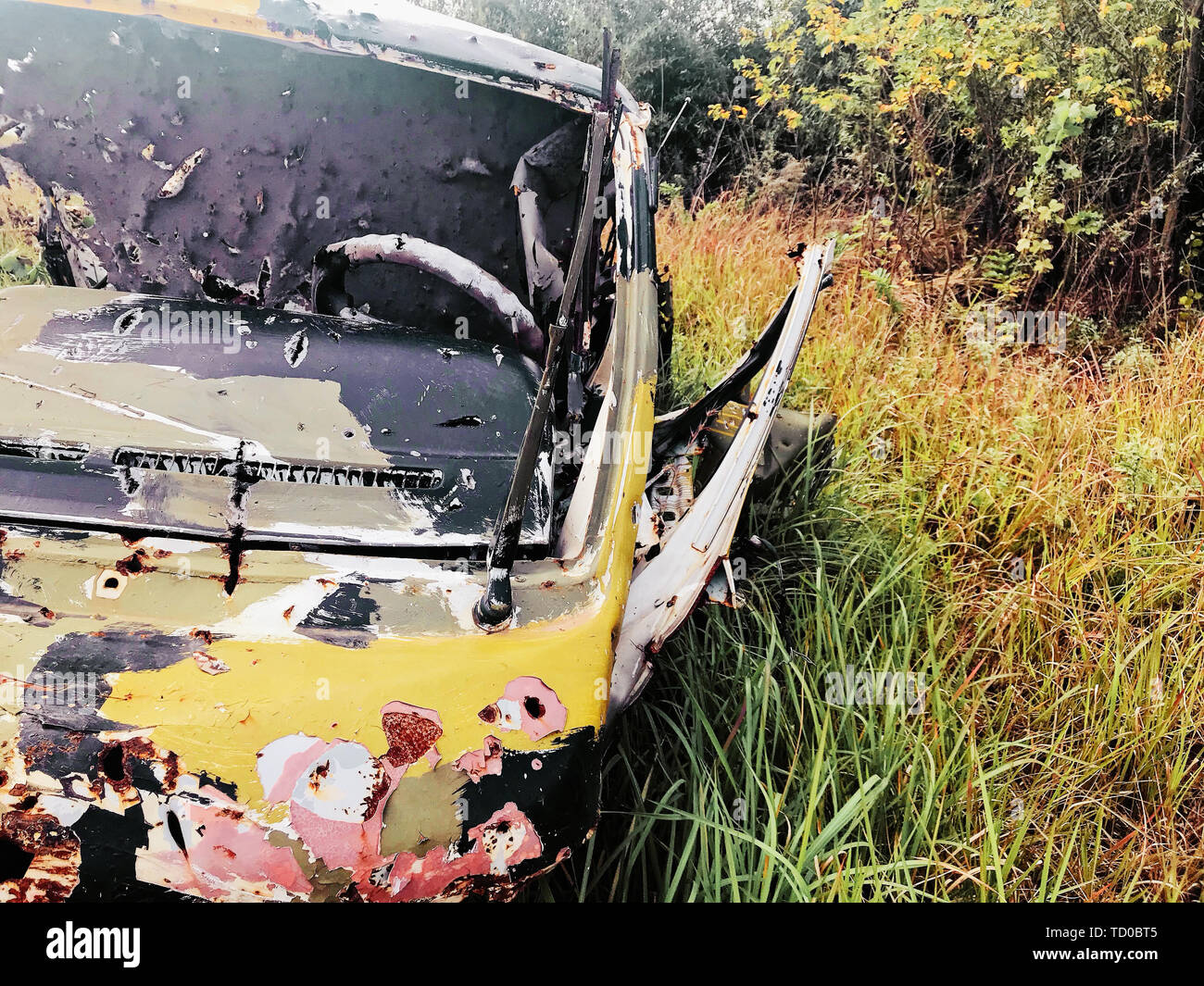 An armored vehicle that was shot through Stock Photo - Alamy