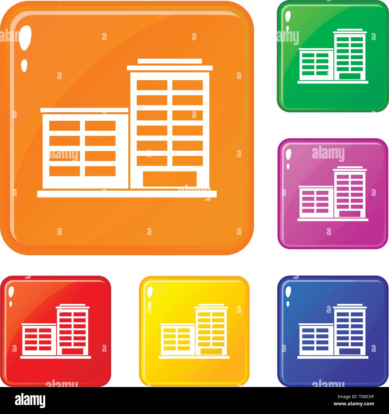 Manufacturing factory building icons set vector color Stock Vector ...
