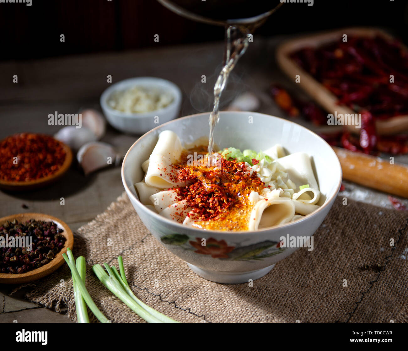 Shaanxi oil splash noodles Stock Photo - Alamy
