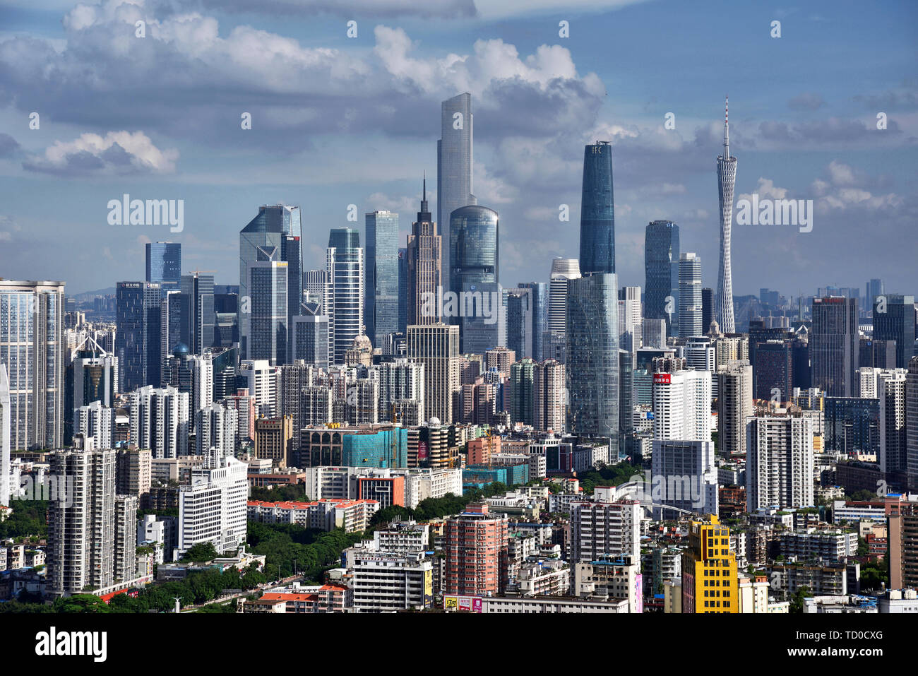 Baiyun Mountain in Guangzhou overlooking the urban scenery of Tianhe ...