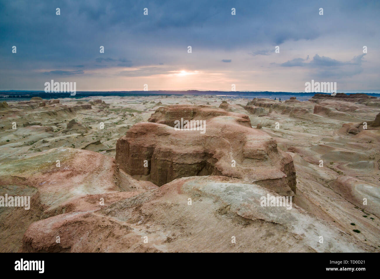 In the evening, the ghost city of Urhe, Xinjiang Stock Photo - Alamy