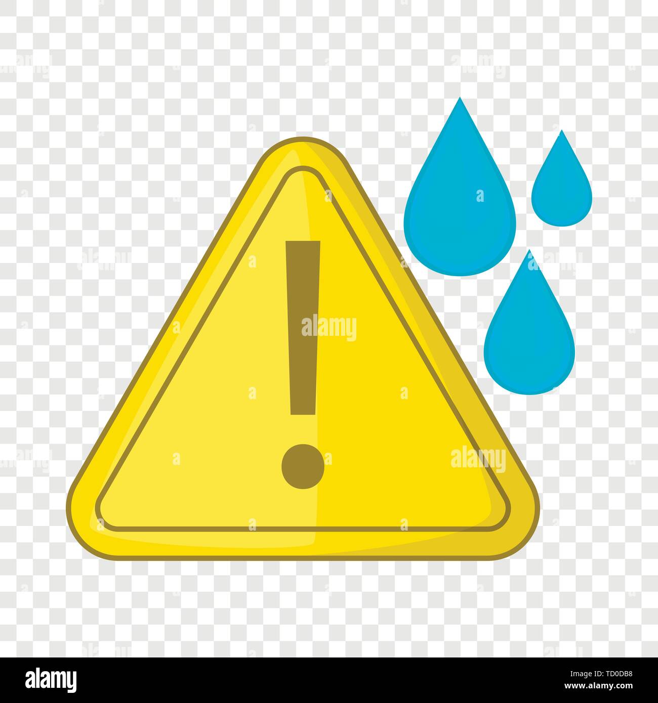 Warning sign and drops icon, cartoon style Stock Vector Image & Art - Alamy