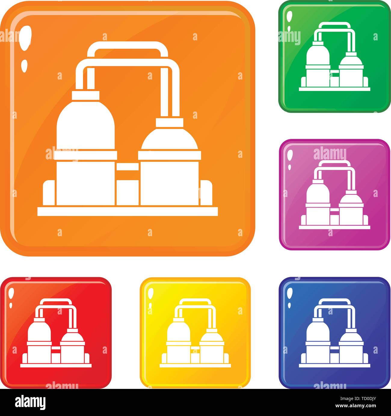 Oil processing factory icons set vector color Stock Vector Image & Art ...