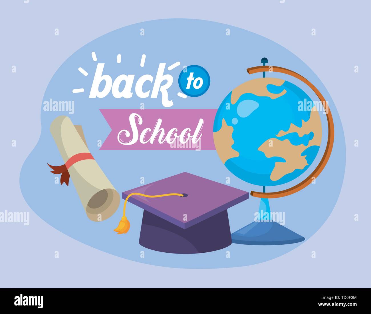 global map desk and graduation cap with diploma to back to school ...
