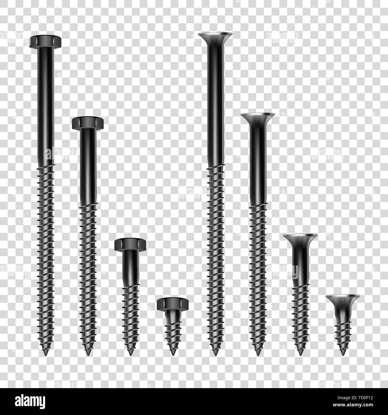 Vector 3d Realistic Metal Silver Construction Fasteners Icon Set ...