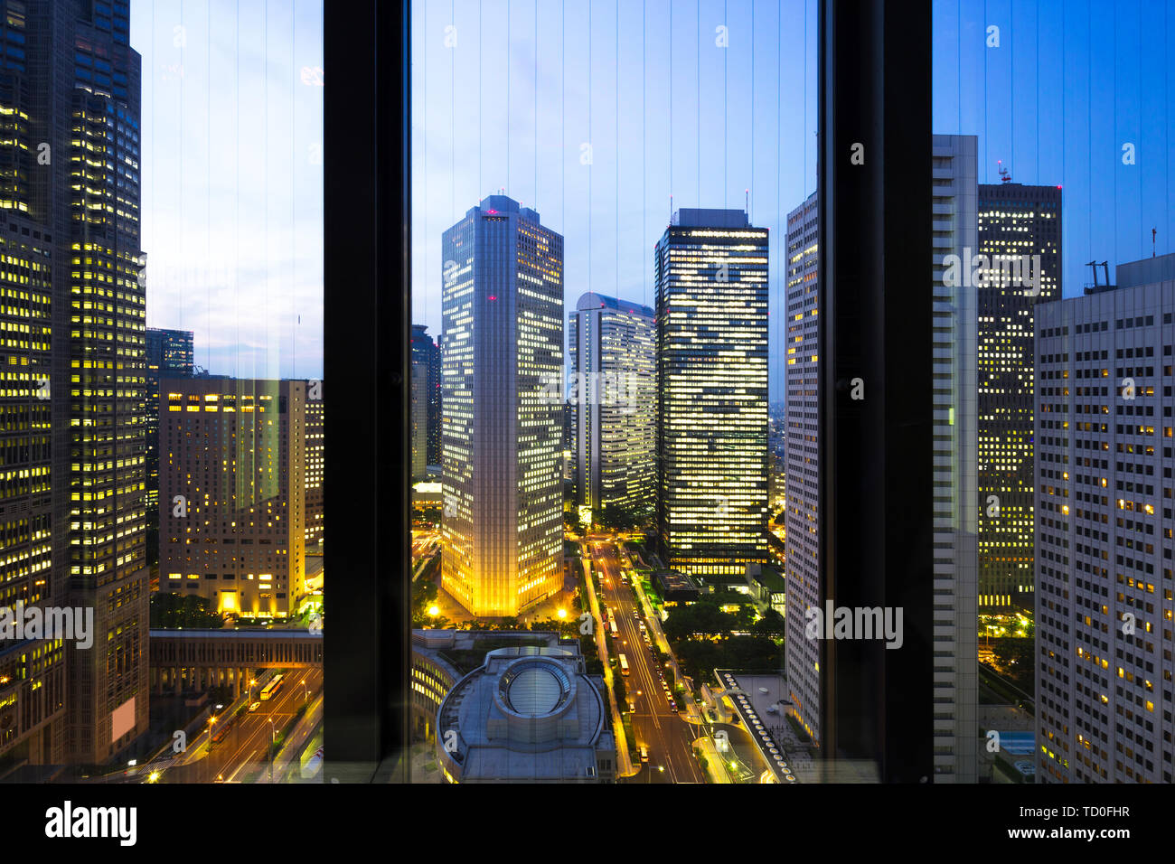 modern office buildings at twilight in tokyo from window Stock Photo ...