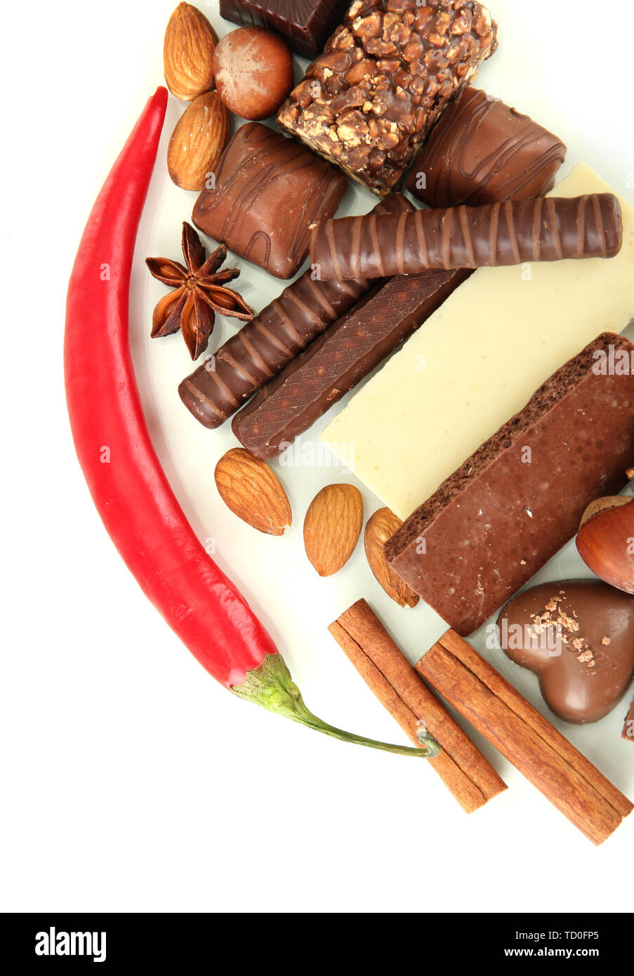 Chocolate and sweets isolated on white Stock Photo - Alamy