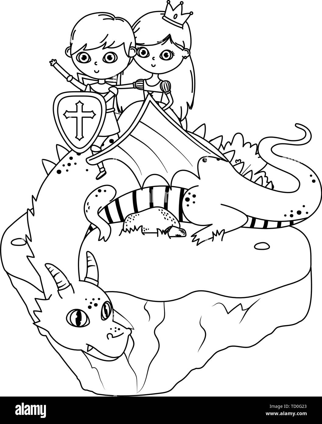 Princess dragon and knight design, Fairytale history medieval fantasy ...