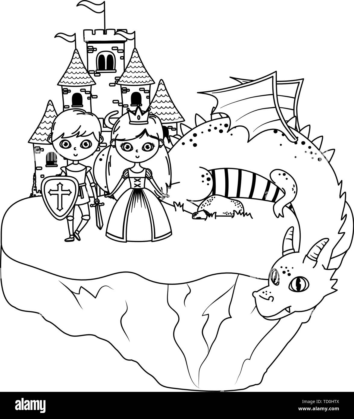 Princess dragon and knight design, Fairytale history medieval fantasy ...