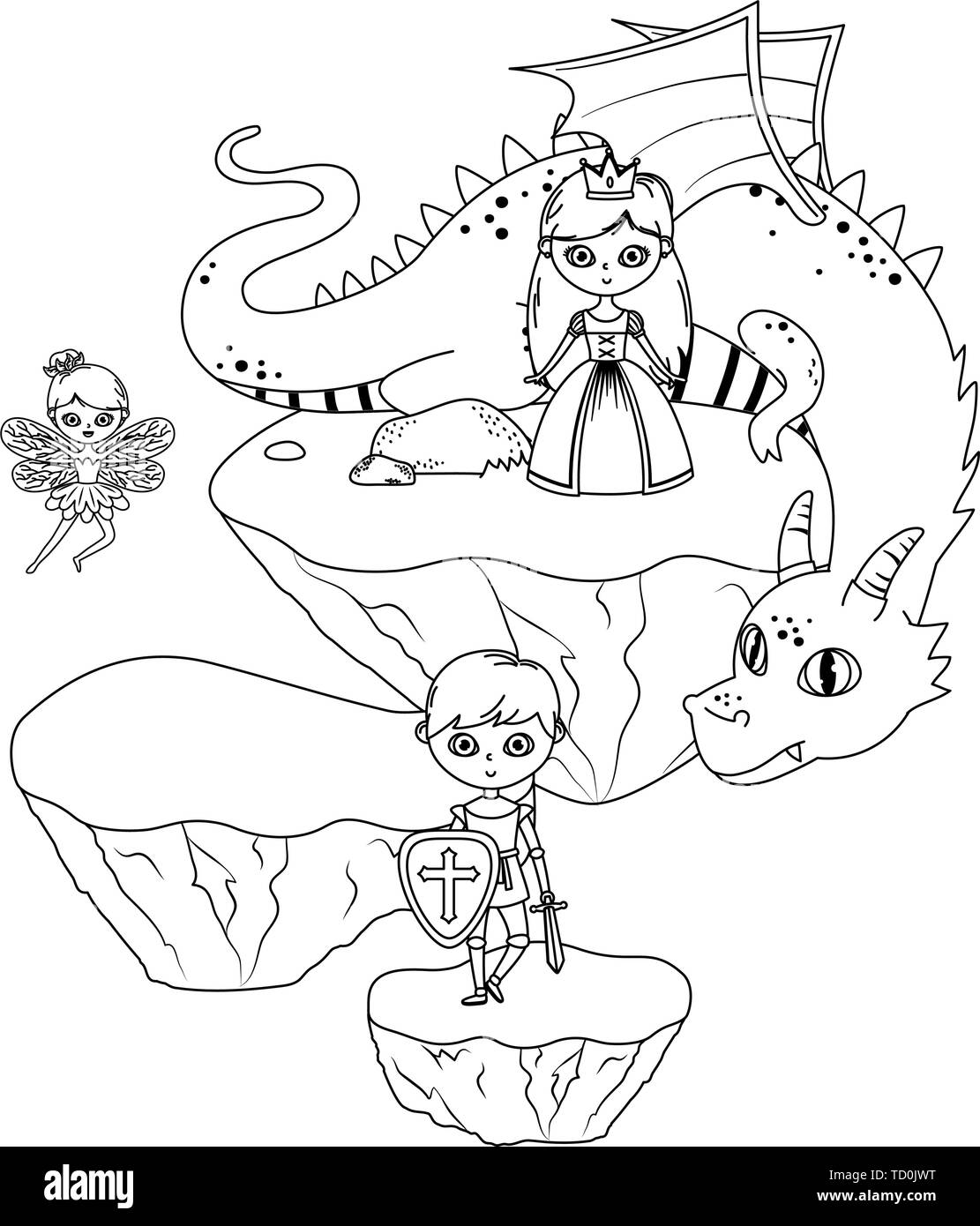 Princess dragon fairy and knight design, Fairytale history medieval ...