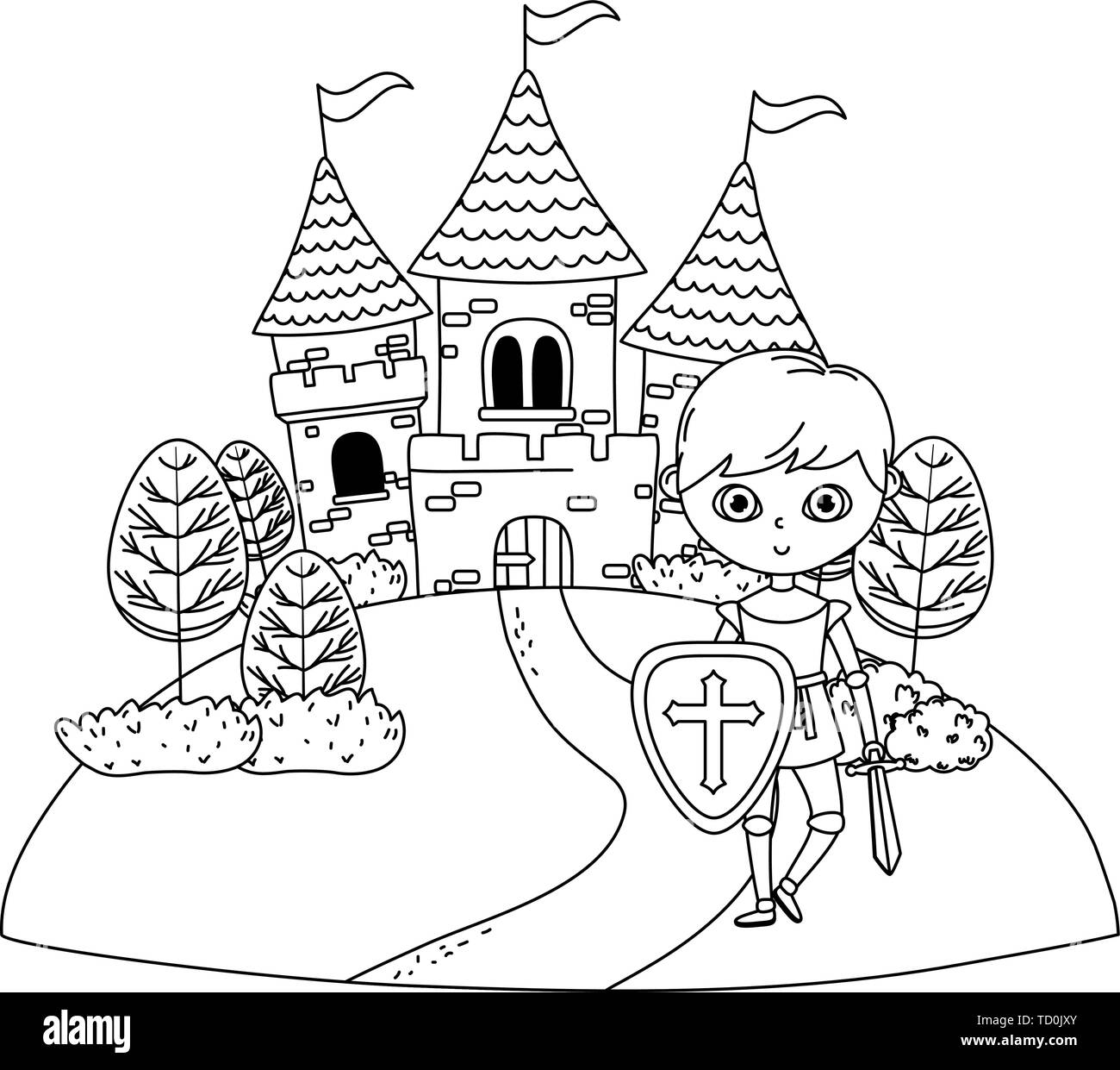 Medieval knight design, Man cartoon hero warrior armor history theme ...