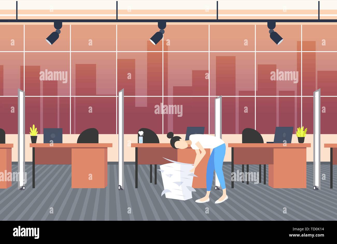 Stack files busy office paperwork Stock Vector Images - Alamy