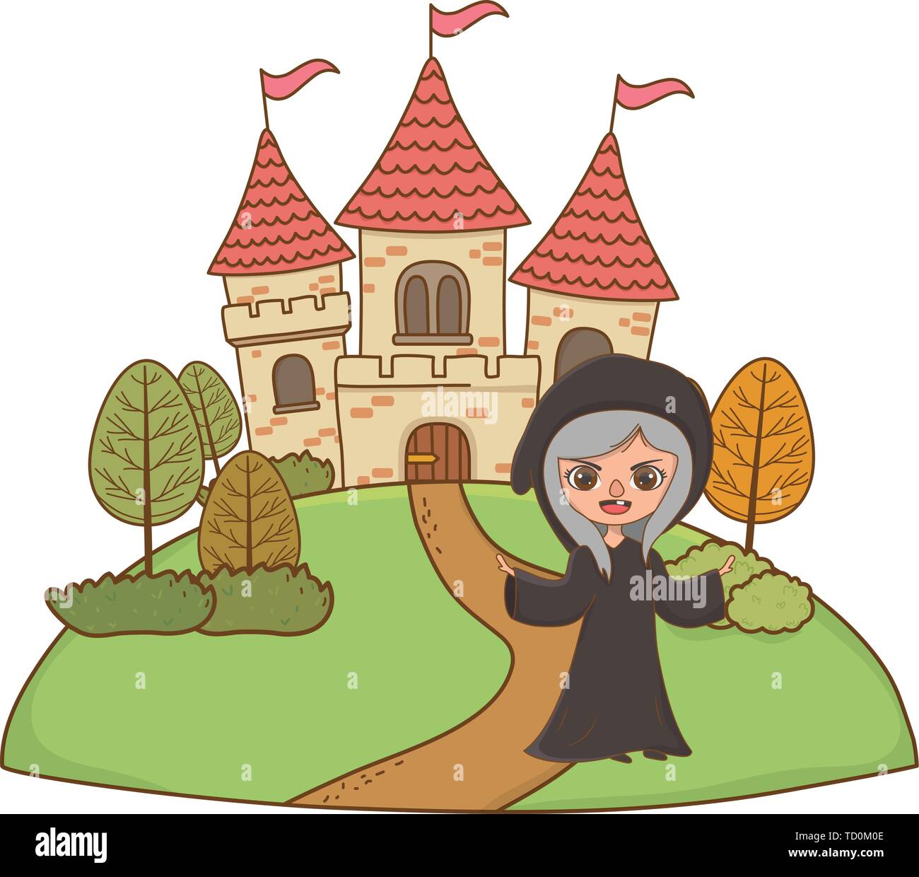 Witch cartoon design, Fairytale history medieval fantasy kingdom tale ...