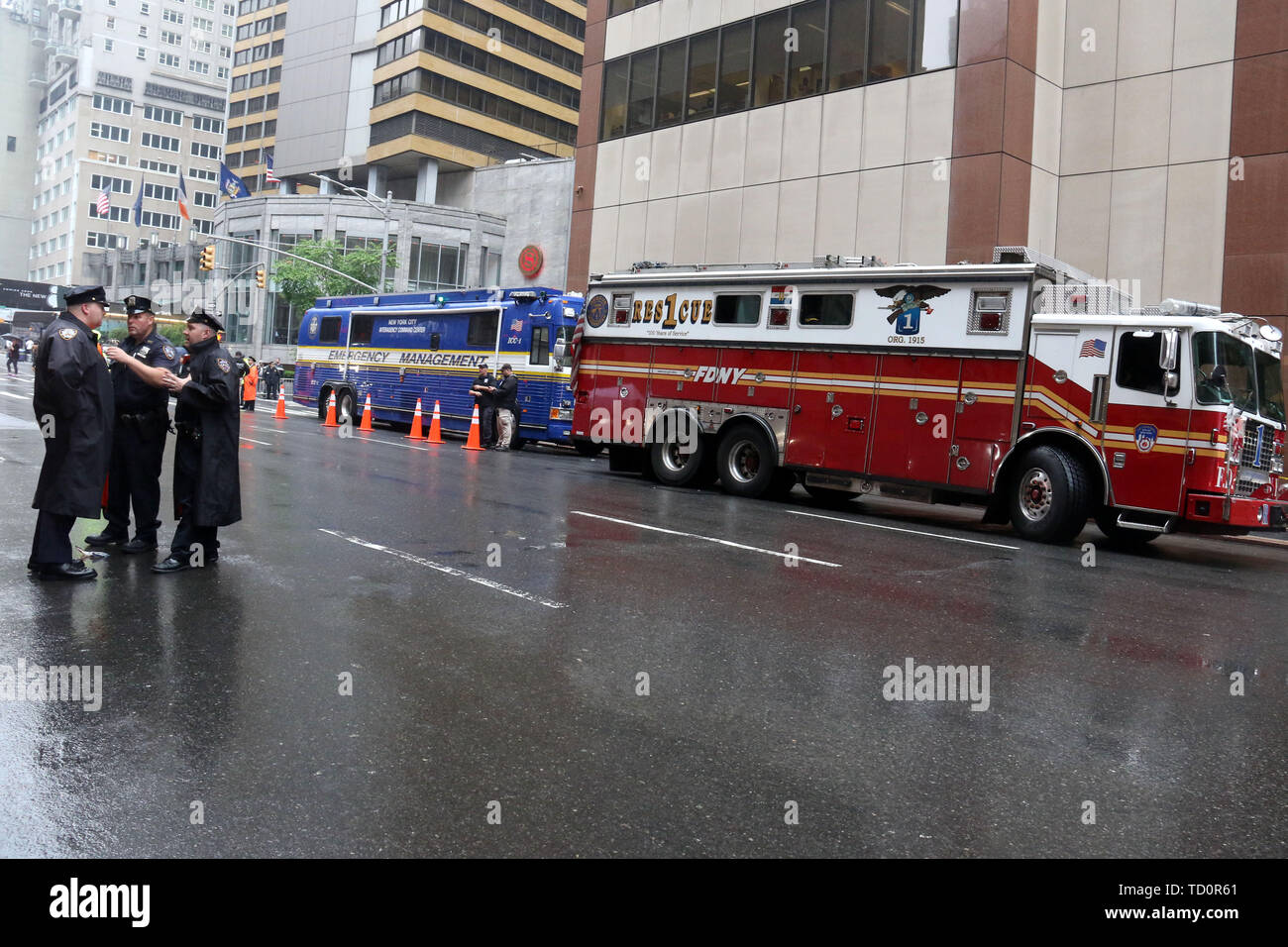 New York City, New York, USA. 10th June, 2019. Police and fire ...