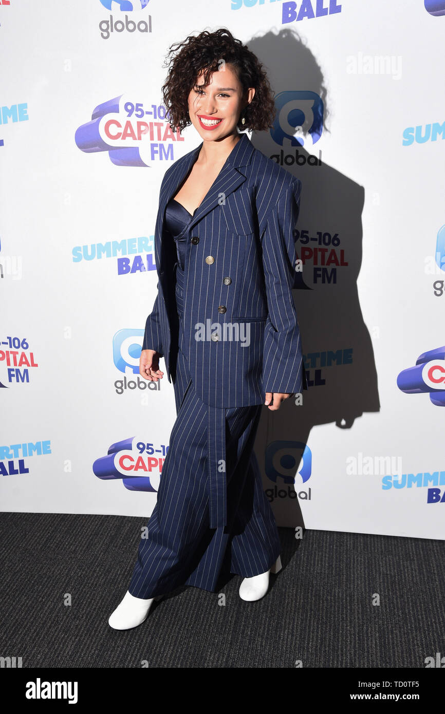 LONDON, UK. June 08, 2019: Raye poses on the media line before ...