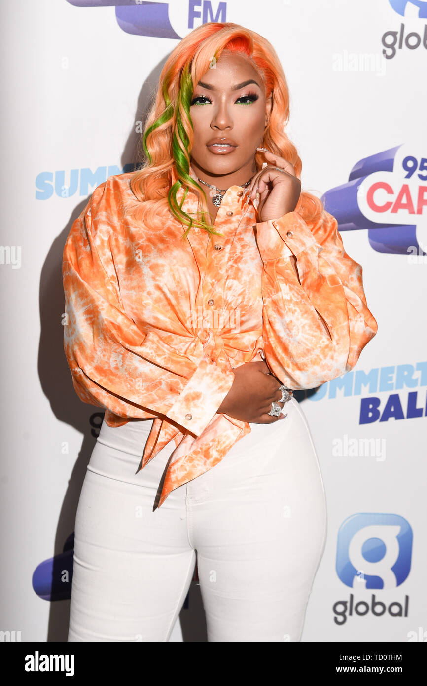 LONDON, UK. June 08, 2019: Stefflon Don poses on the media line before ...