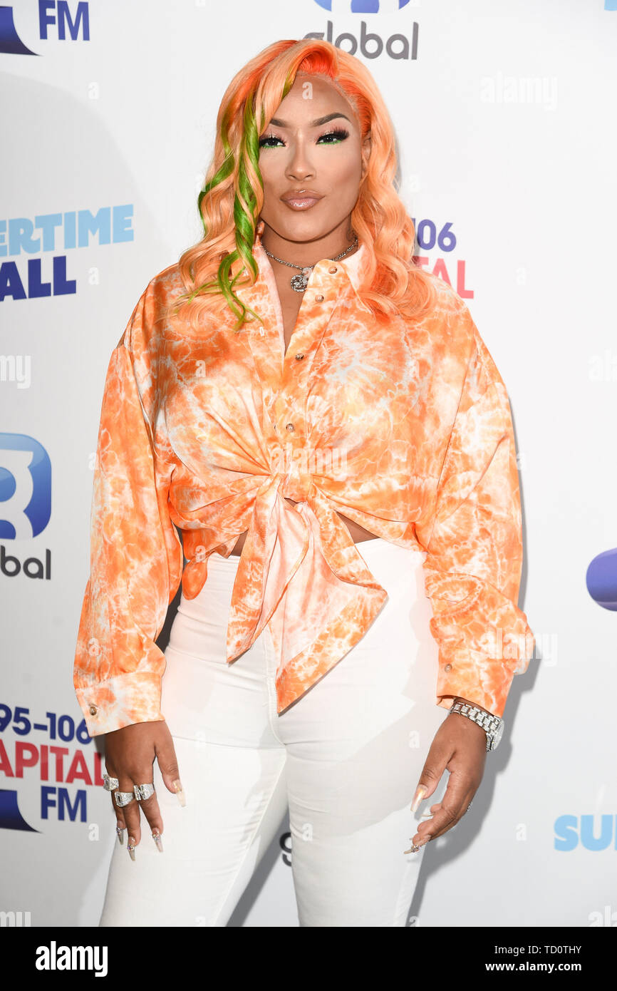 LONDON, UK. June 08, 2019: Stefflon Don poses on the media line before ...