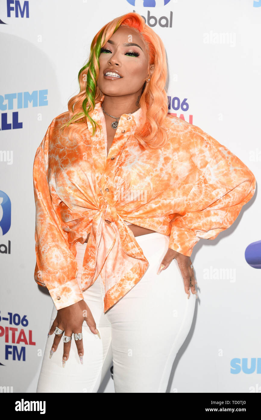 LONDON, UK. June 08, 2019: Stefflon Don poses on the media line before ...