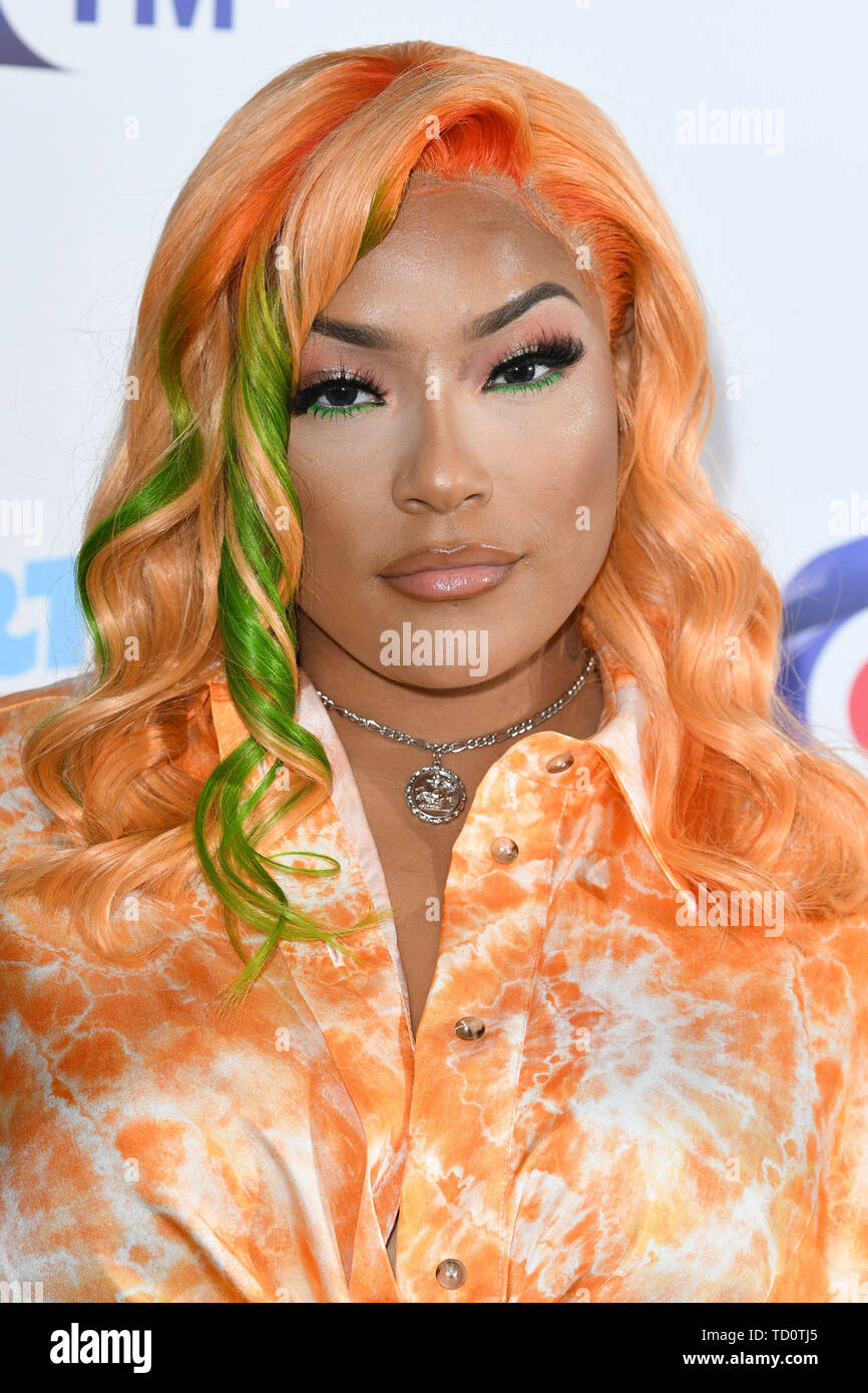 LONDON, UK. June 08, 2019: Stefflon Don poses on the media line before ...