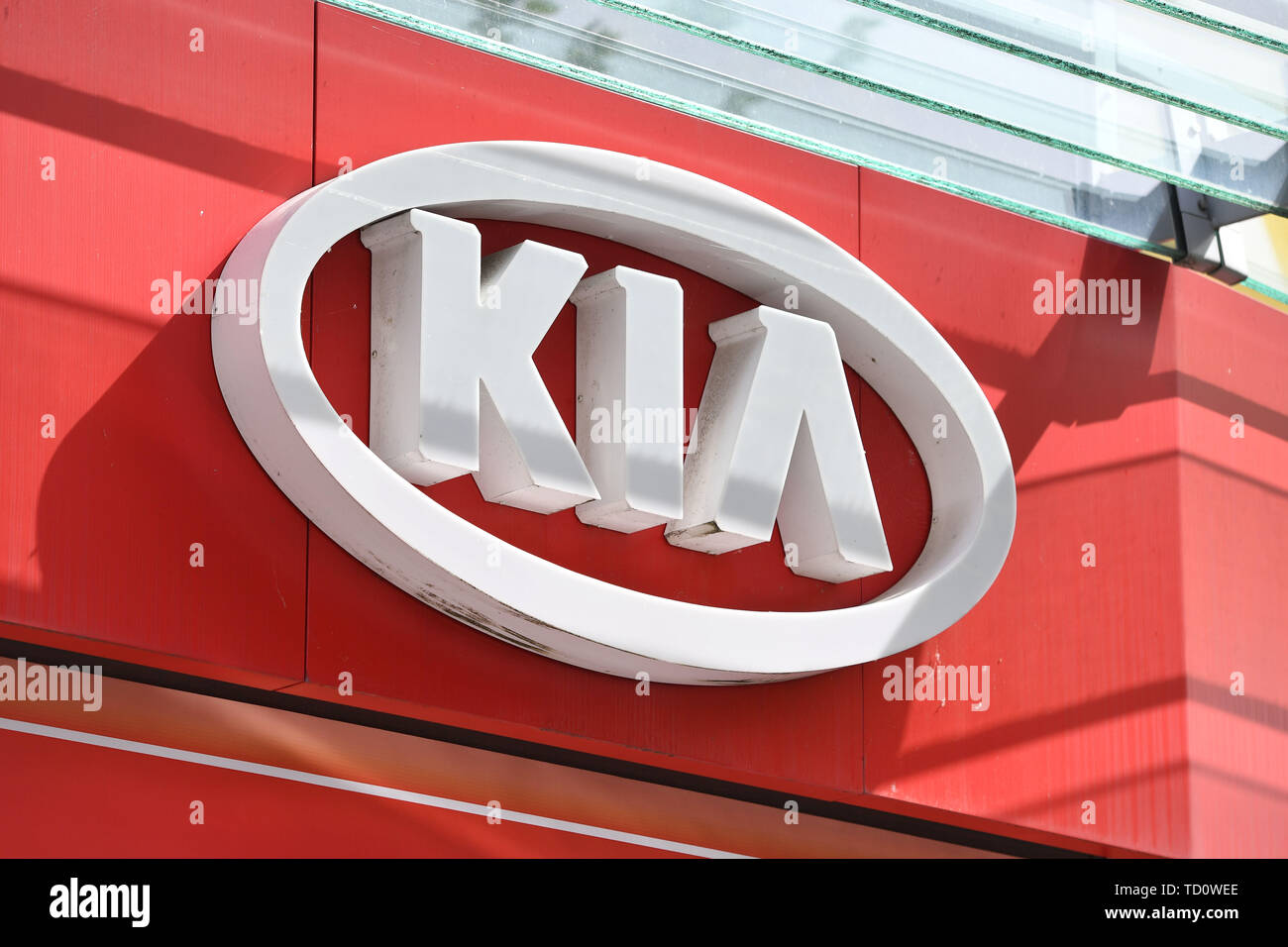Munich, Deutschland. 10th June, 2019. KIA brand emblem at a car ...