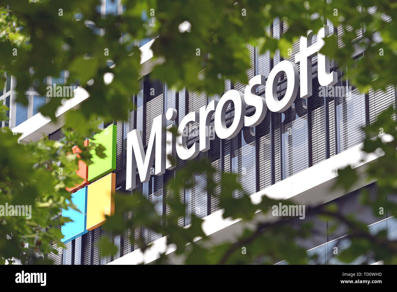 Munich, Deutschland. 10th June, 2019. MICROSOFT logo, lettering company ...