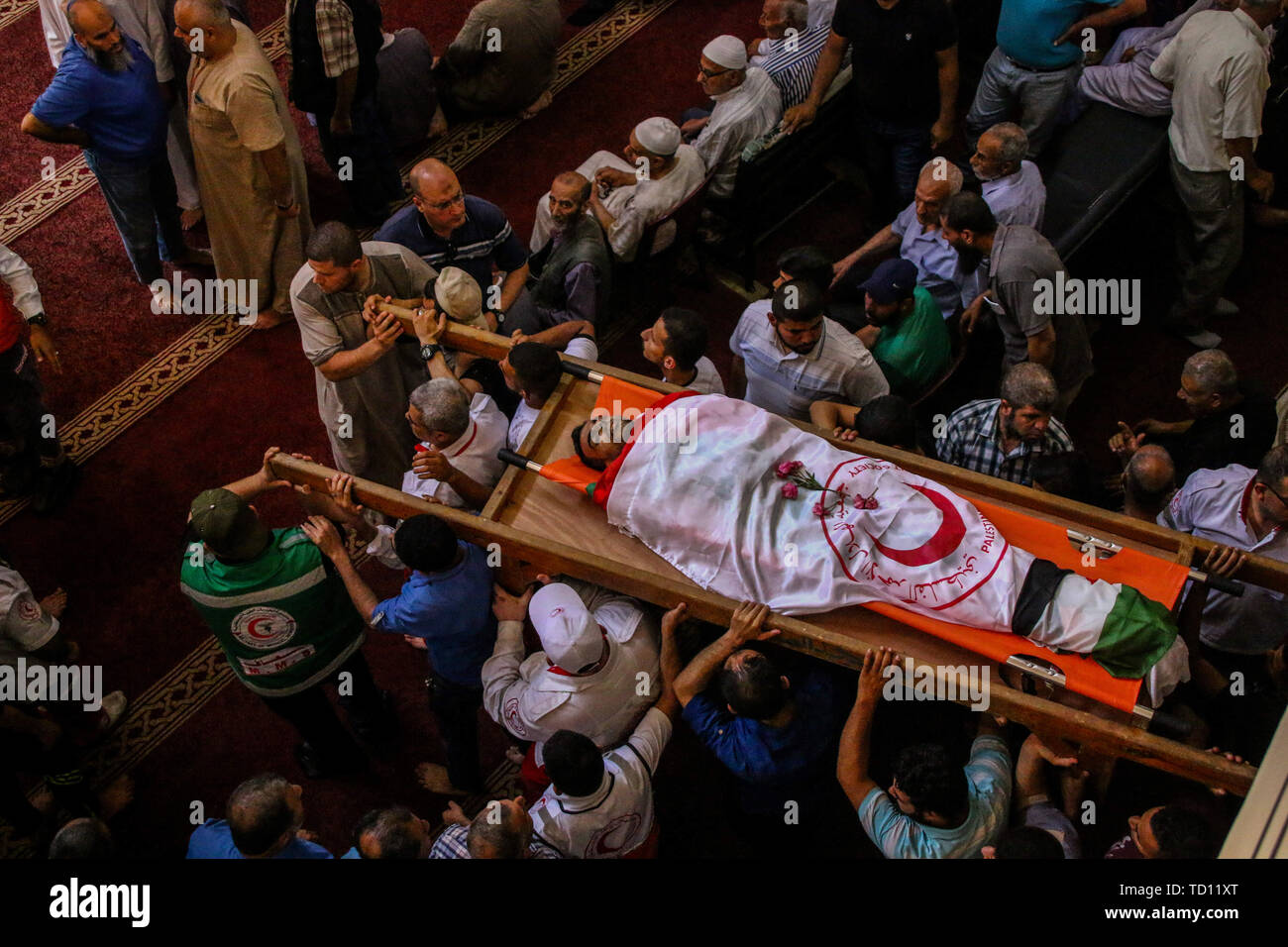 Gaza, Palestine. 11th June, 2019. Palestinian Red Crescent medic ...