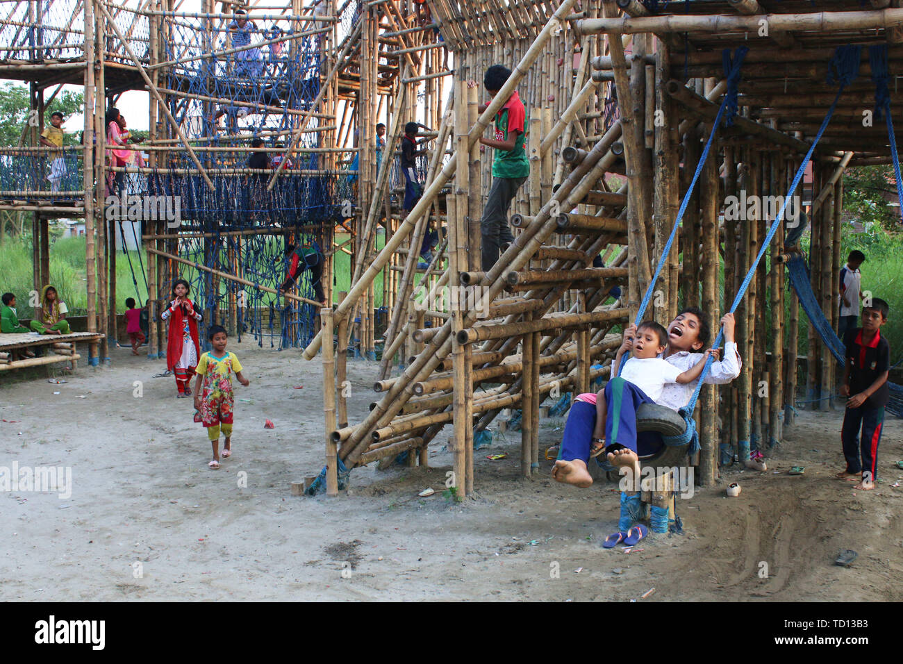 Dhaka, Dhaka, Bangladesh. 11th June, 2019. Children play inside the ...