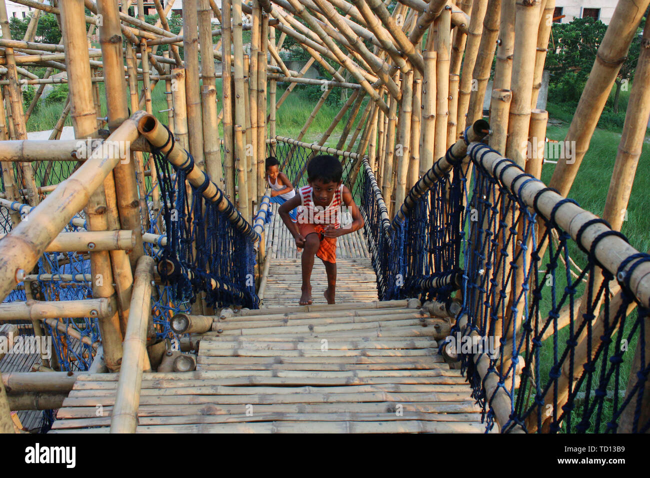 Dhaka, Dhaka, Bangladesh. 11th June, 2019. Children play inside the ...