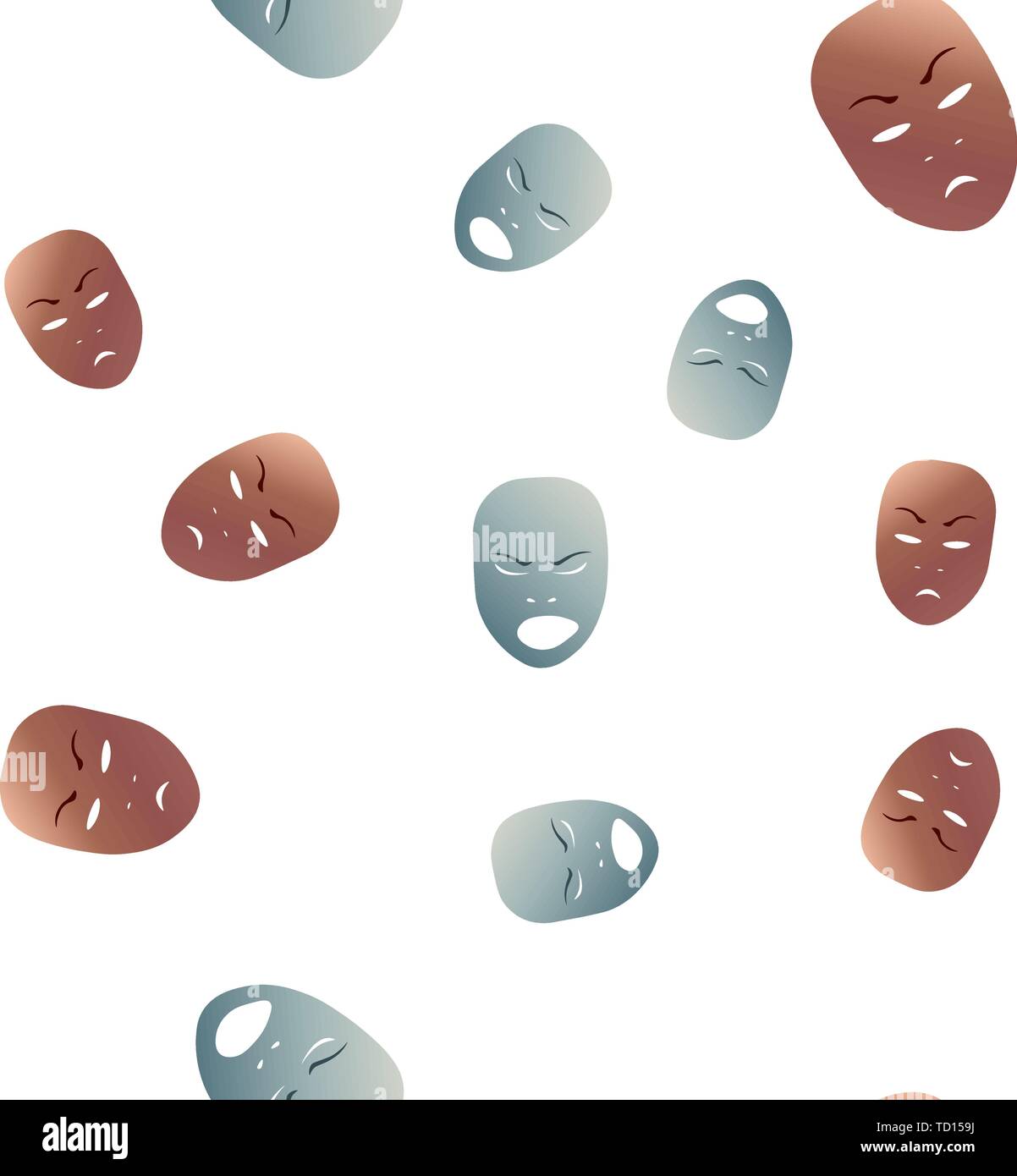 Seamless pattern theatrical mask with angry emotion. Vector ...