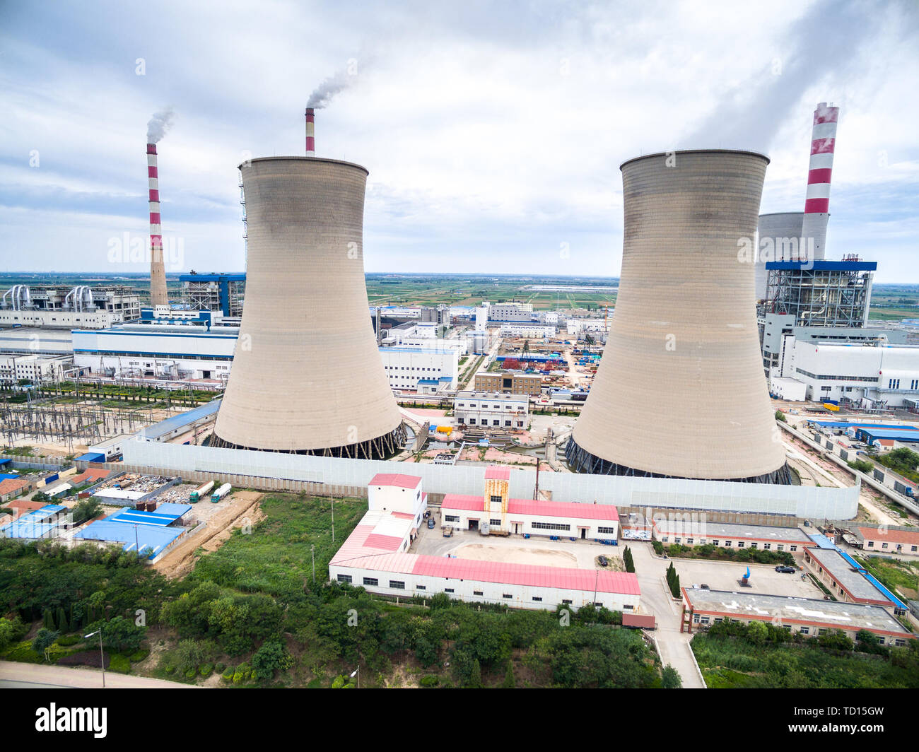 Skyline design tower in power plant Stock Photo - Alamy