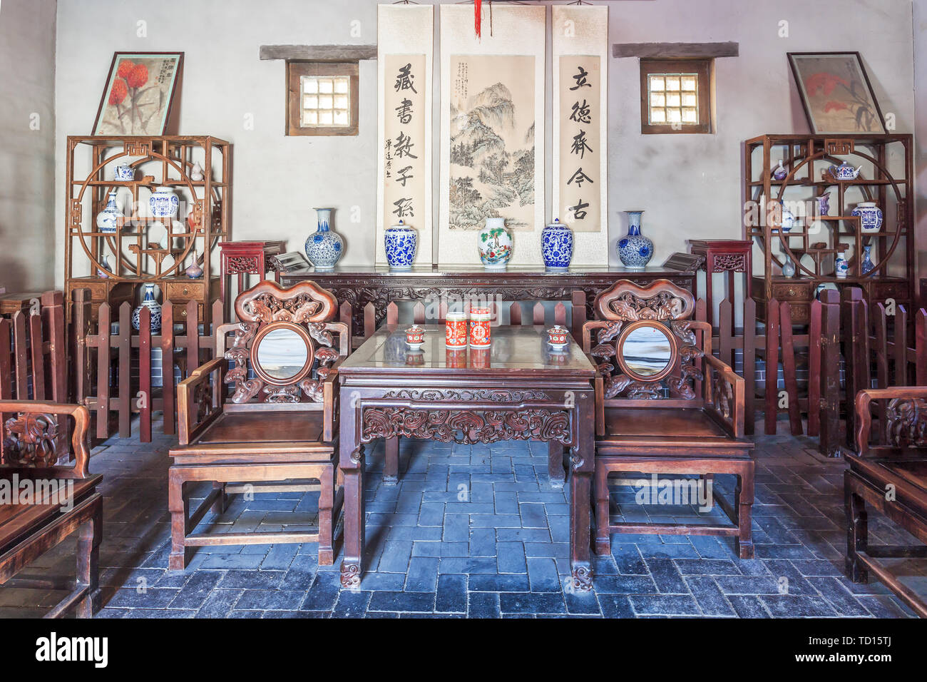 Single compound Chinese hall classical furniture Stock Photo - Alamy