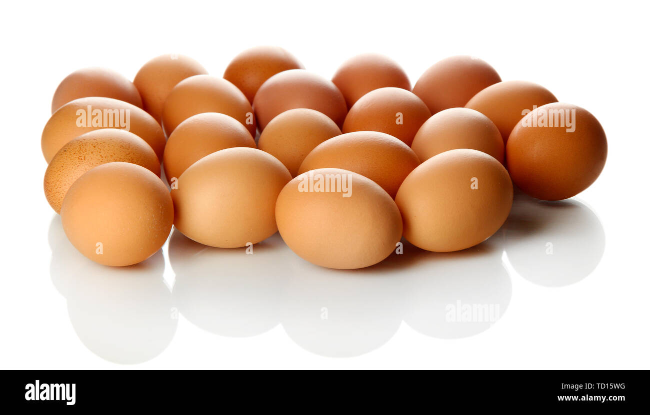 Many eggs isolated on white Stock Photo - Alamy