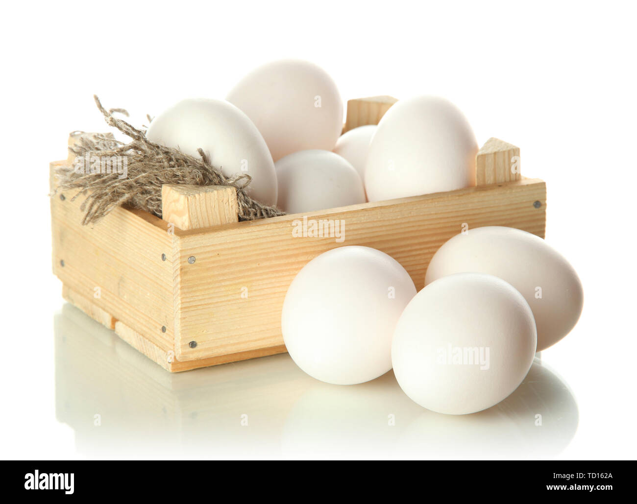 Many eggs in box isolated on white Stock Photo - Alamy