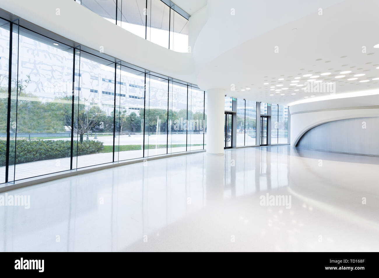 futuristic modern office building interior in urban city Stock Photo ...