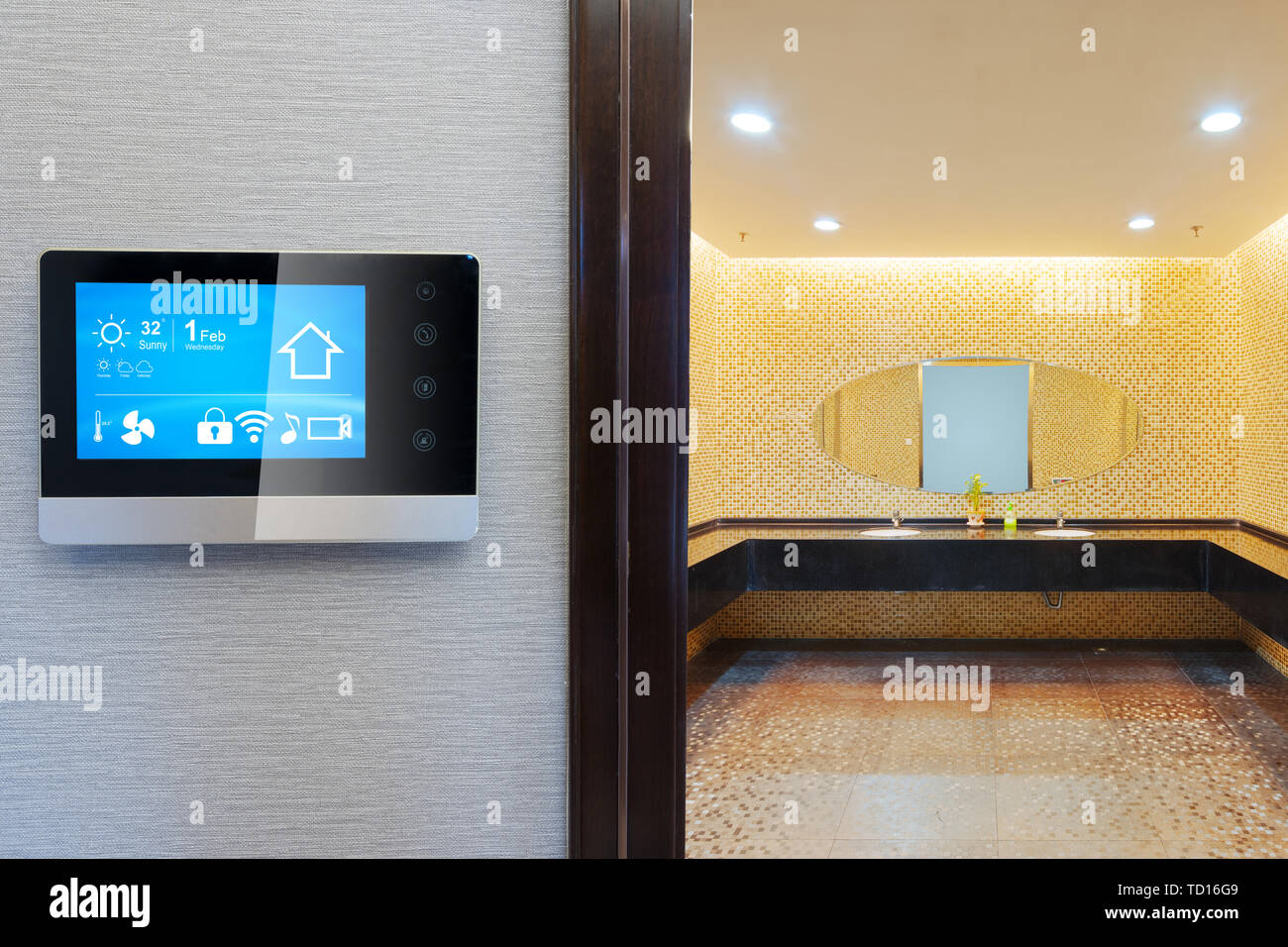 smart screen with smart home with modern dressing room Stock Photo - Alamy