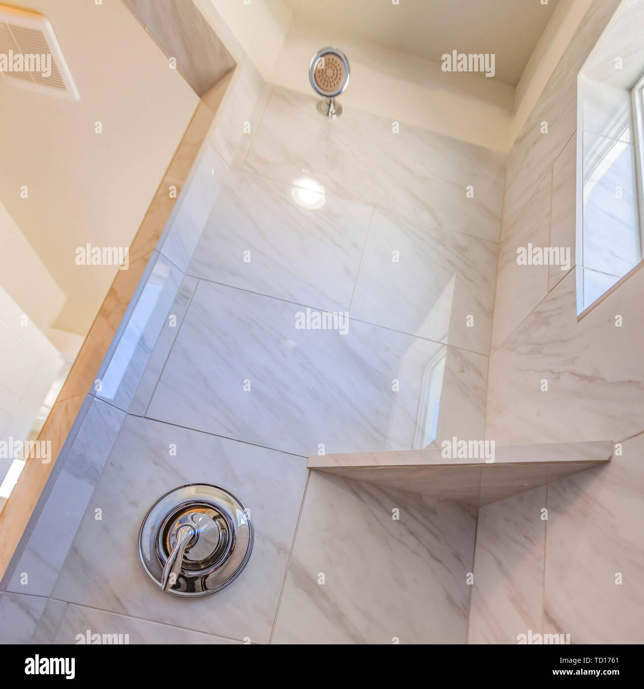 Square frame Bathroom interior of a home with close up view of the ...